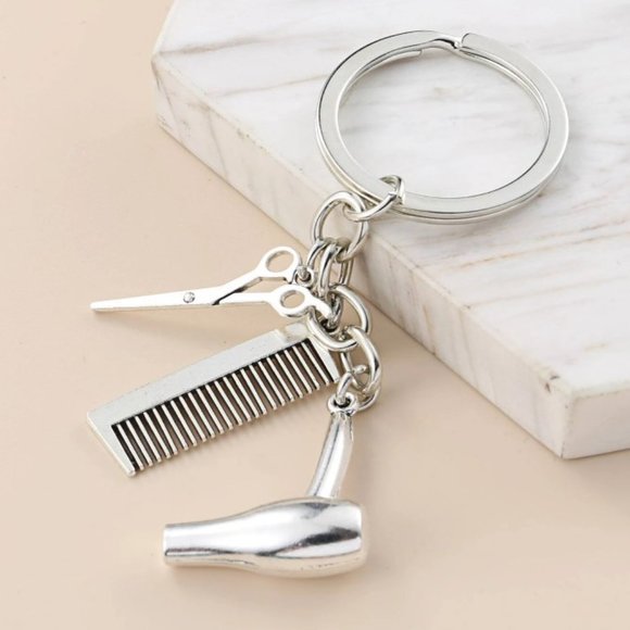 Other | 3 In 1 Hairdresser Hair Dryer Scissor Comb Charm Pendant ...